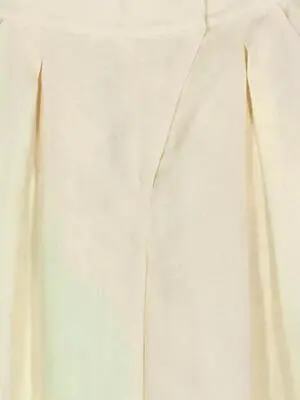 ANDRES OTALORA Ivory Linen Wide Leg Pleated Cargo Pants