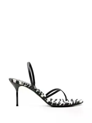 Paris Texas Lidia Zebra-print Stiletto Sandals - Black