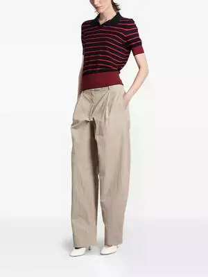 Magda Butrym Striped Pointelle-knit Polo Shirt