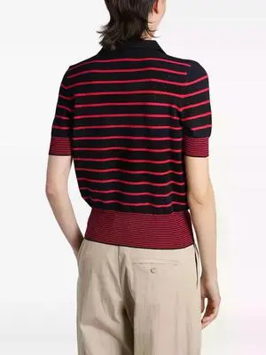 Magda Butrym Striped Pointelle-knit Polo Shirt
