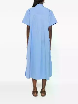 Polo Ralph Lauren Embroidered Logo Midi Shirt Dress - Blue