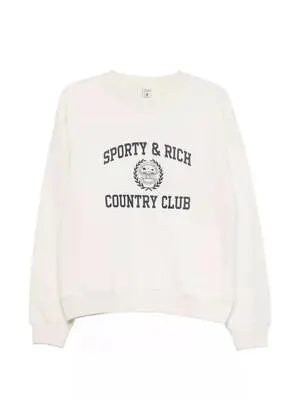 SPORTY & RICH Logo-print Cotton Sweater - Neutrals