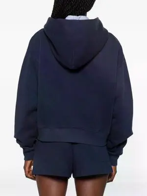 Sporty & Rich Logo Embroidered Zip-up Hoodie