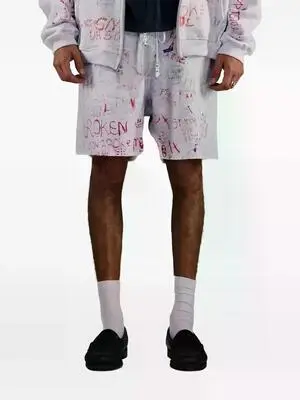 PALY Hollywood Graffiti Print Drawstring Shorts - Grey