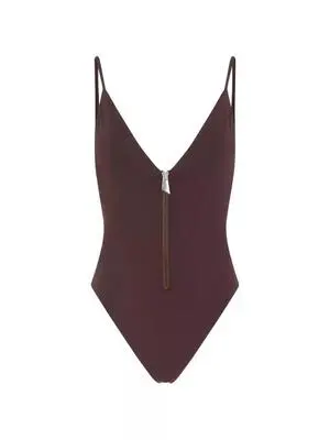Attico Zip-fastening Swimsuit - Brown