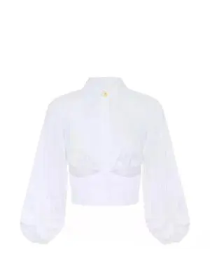 ELISABETTA FRANCHI Elisabetta Franchi White Cut-Out Balloon Sleeve Shirt