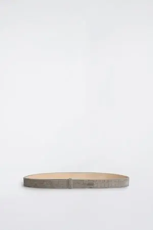 Cos Croc-effect Suede Buckleless Belt - Gray