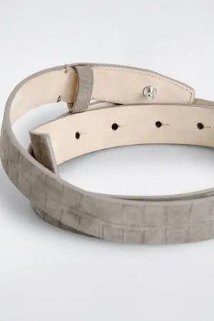 Cos Croc-effect Suede Buckleless Belt