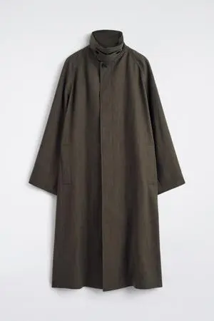 Cos Lightweight Cotton-herringbone Trench Coat - Brown