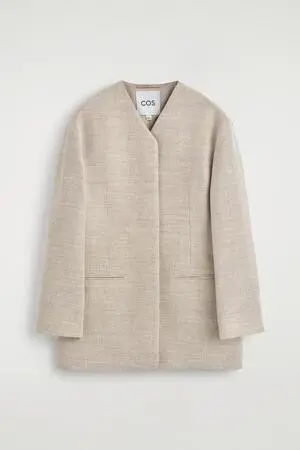 Cos Structured Collarless Linen Blazer - Beige