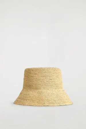 Cos Raffia Bucket Hat - Beige