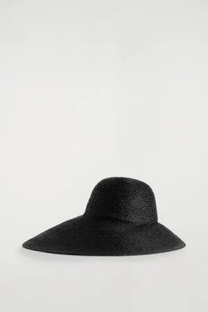 Cos Wide-brim Raffia Sun Hat - Black