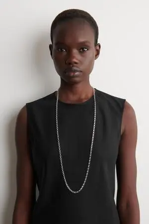 Cos Silver-plated Teardrop-link Long Chain Necklace