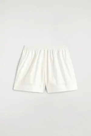 Cos Elasticated Cotton Shorts With Grosgrain Detail - White