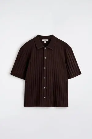 Cos Ribbed-knit Cotton Shirt - Red