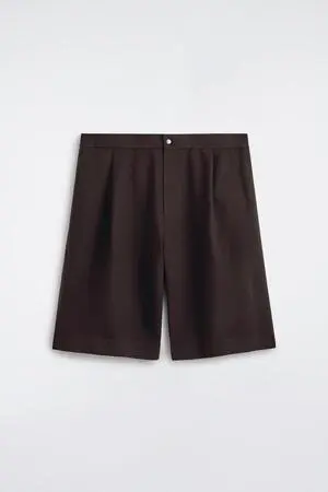 Cos Milano-jersey Pleated Shorts With Snap Detail