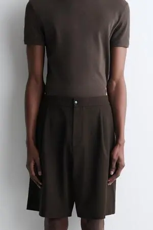Cos Milano-jersey Pleated Shorts With Snap Detail