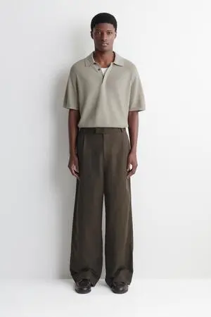 Cos Knitted Linen-silk Polo Shirt - Gray