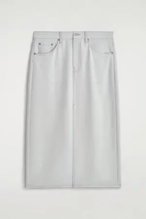 Cos Denim-effect Silk Midi Skirt