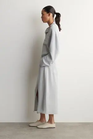 Cos Denim-effect Silk Midi Skirt