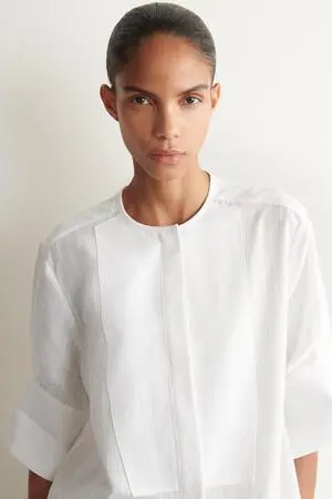 Cos Bib-front Stripe-jacquard Cotton Shirt