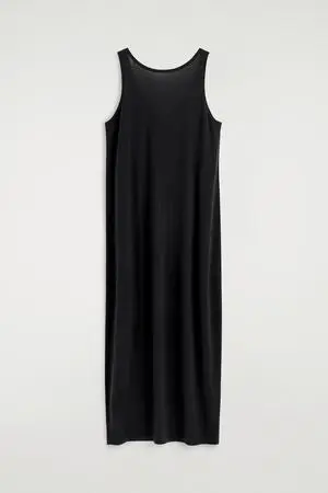 Cos Rounded Merino Wool Maxi Dress - Black