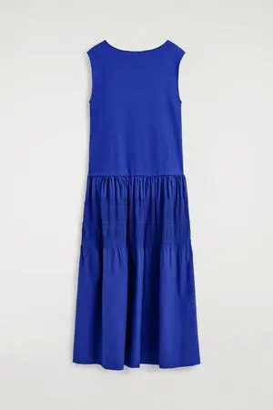 Cos Tiered Gathered Midi Dress - Blue