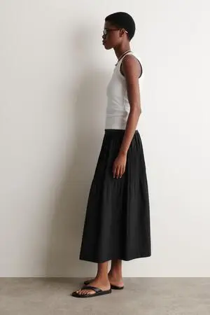 Cos Tiered Gathered Midi Skirt - Black