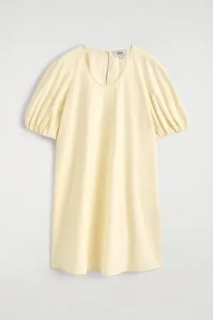 Cos Puff Sleeve Cotton Mini Dress - Yellow