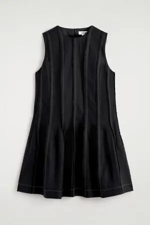 Cos Sculptural Linen Mini Dress - Black