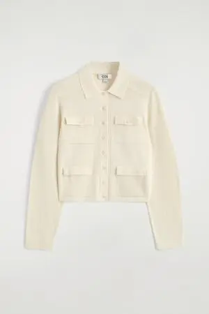 Cos Pocket-detail Knitted Cotton Cardigan - White