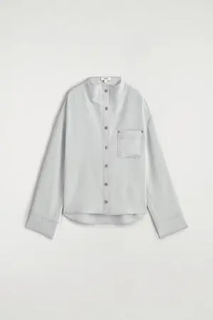 Cos Denim-effect Silk Mock-neck Shirt