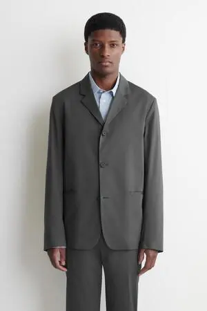 Cos Unstructured Slim Cotton Blazer - Dark Grey
