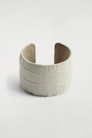 Cos Croc-effect Leather Cuff Bracelet - White