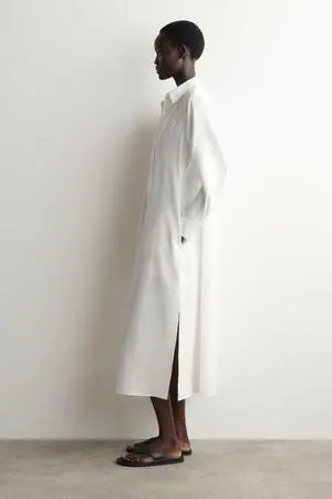 Cos Fluid Midi Shirt Dress - White