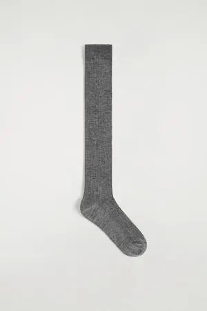 Cos Pointelle-knit Silk-blend Knee Socks - Gray