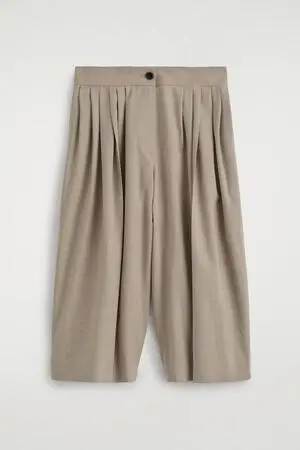 Cos Pleated Wool-blend Culottes - Beige