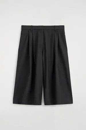 Cos Pleated Wool-blend Culottes - Black
