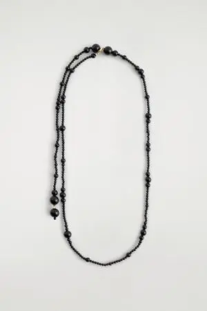 Cos Beaded Agate Necklace - Black