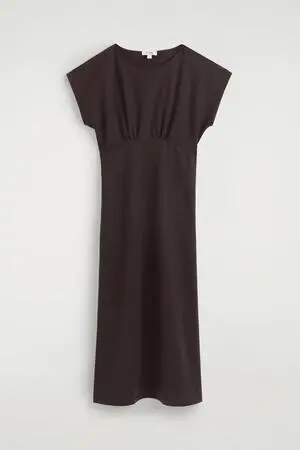 Cos Sculpted Gathered Jersey Midi Dress - Brown