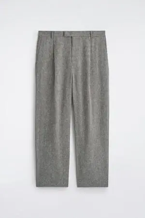 Cos Relaxed-fit Wide-leg Pants In Mélange Linen-blend Oxford Cloth