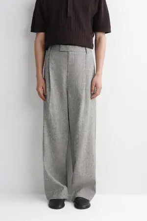 Cos Relaxed-fit Wide-leg Pants In Mélange Linen-blend Oxford Cloth