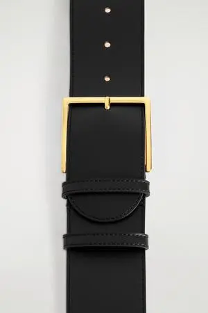 Cos Wide Leather Belt With Squared Buckle