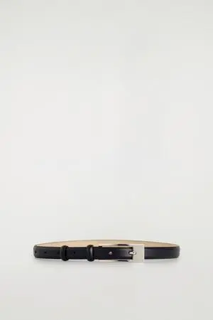 Cos Elongated-Buckle Leather Belt Black