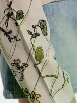 Off-White Floral Print Logo Embroidered T-shirt