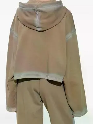 Off-White Cropped Hoodie With Faded Effect