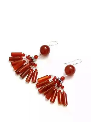 SOPHIE BUHAI Flamenco Carnelian Tassel Earrings - Silver