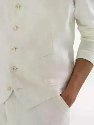 Brunello Cucinelli Linen Micro Chevron Waistcoat
