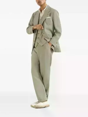 Brunello Cucinelli Linen Micro Chevron Waistcoat - Green