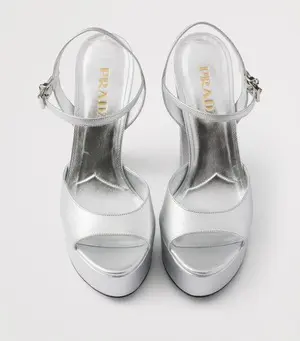 Prada Patent Saffiano Leather Platform Sandals
